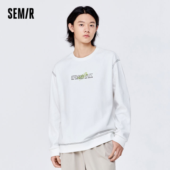 Semir เสื้อยืดผู้ชาย2022ฤดูใบไม้ร่วงใหม่เมืองแฟชั่นที่เรียบง่ายจดหมายพิมพ์เวอร์ชั่นเกาหลีวางไหล่ ...