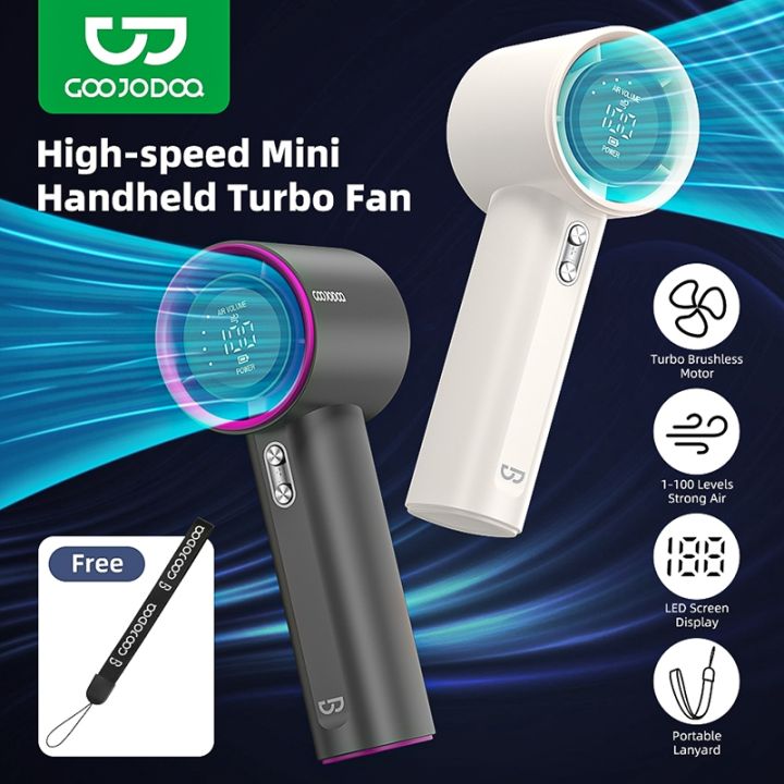 GOOJODOQ Fan 4000 mAh Turbo Jet Rechargeable Handheld Portable Strong ...