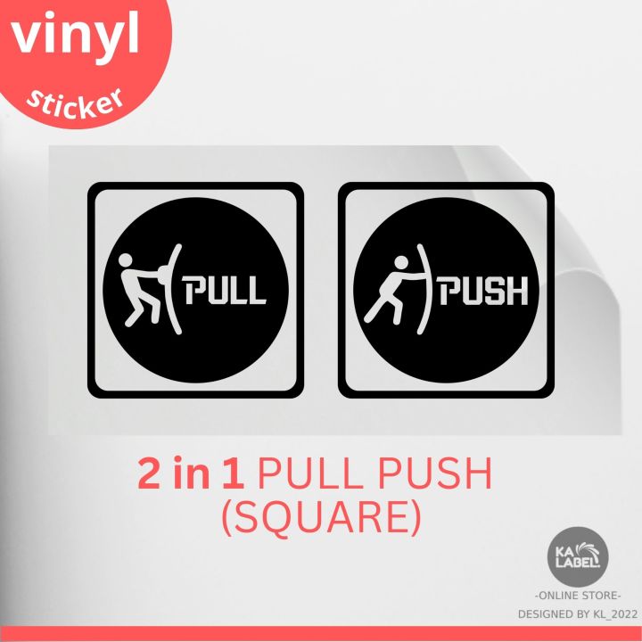 Ready Made 】2 in 1 English Pull Push Door Window Glass Sign Sticker ...