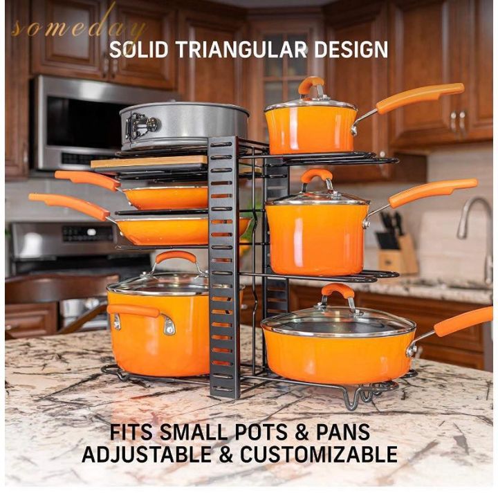 8 Layer Metal Shelf Rack Pots and Pans Cabinet Organizer and Kitchen ...