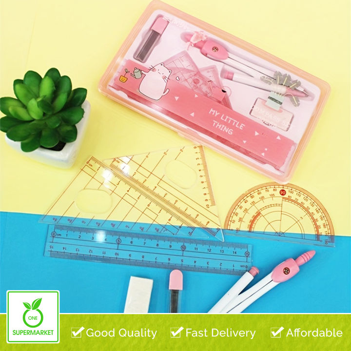 One Supermarket Geometry Compass Ruler Math Learning Tool Set with Case ...