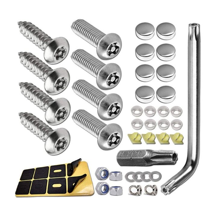 【Fashionlife shop】 1 Set Of License Plate Screws Silver Stainless Steel ...