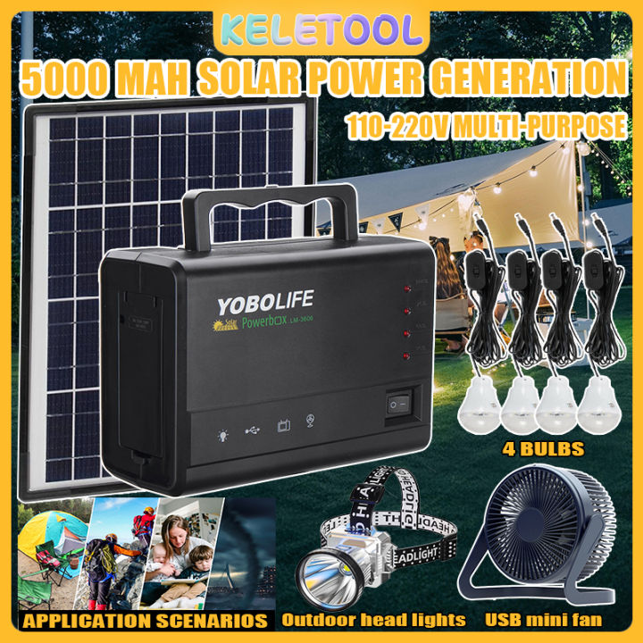 outdoor portable yobolife solar camp solar panel system generator ...