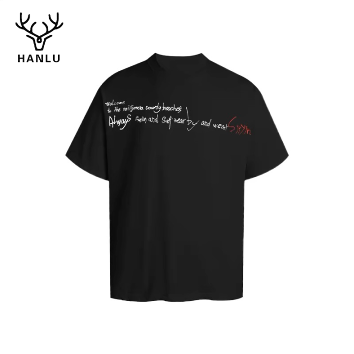 Hanlu เสื้อยืดเสื้อยืดกราฟิกผู้ชายขนาดใหญ่พิเศษสไตล์ตามท้องถนนอเมริกัน ...