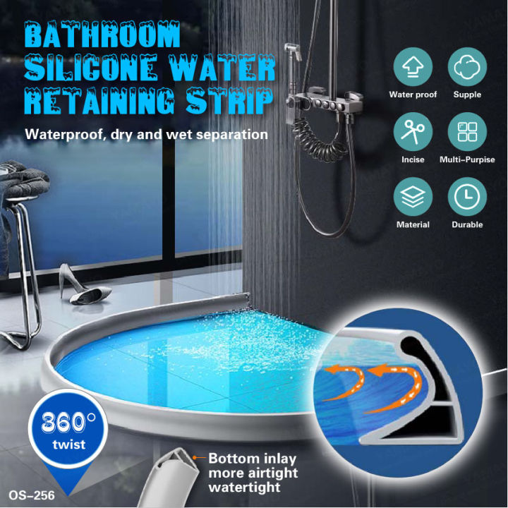 Silicone Bathroom Water Retaining Strip Barrier || Flexible Bendable ...