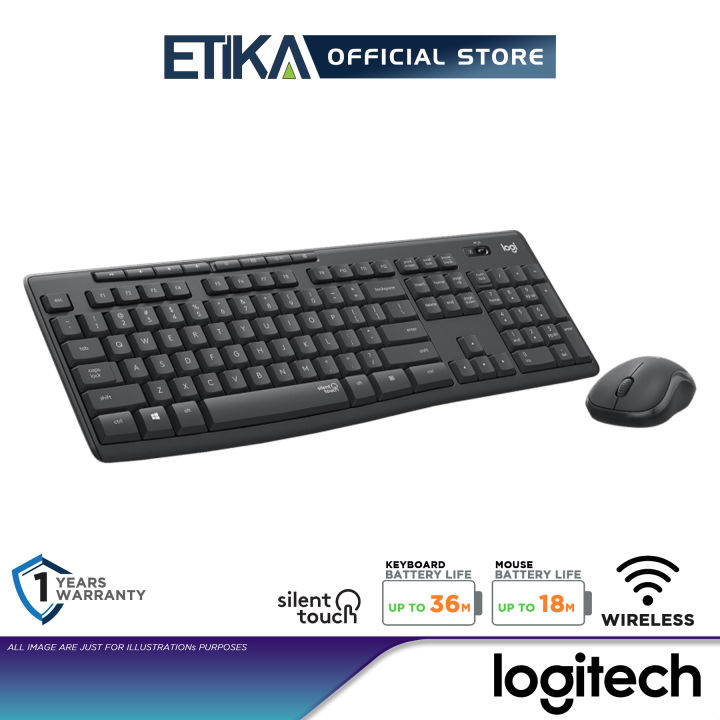 Logitech Mk295 Silent Wireless Mouse And Keyboard Combo With Silenttouch Tech Full Numpad
