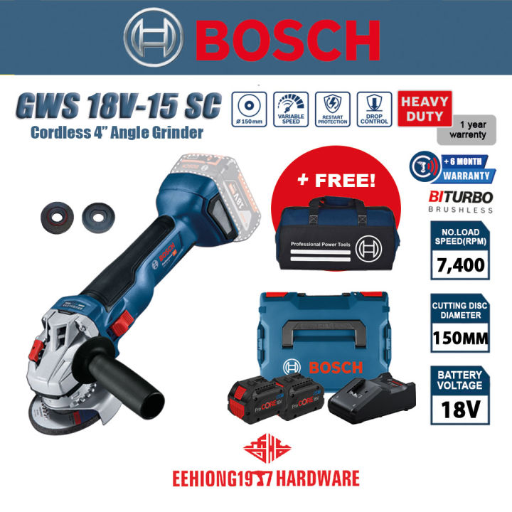 Bosch Gws18v 15sc 18v Cordless Angle Grinder With Biturbo Brushless