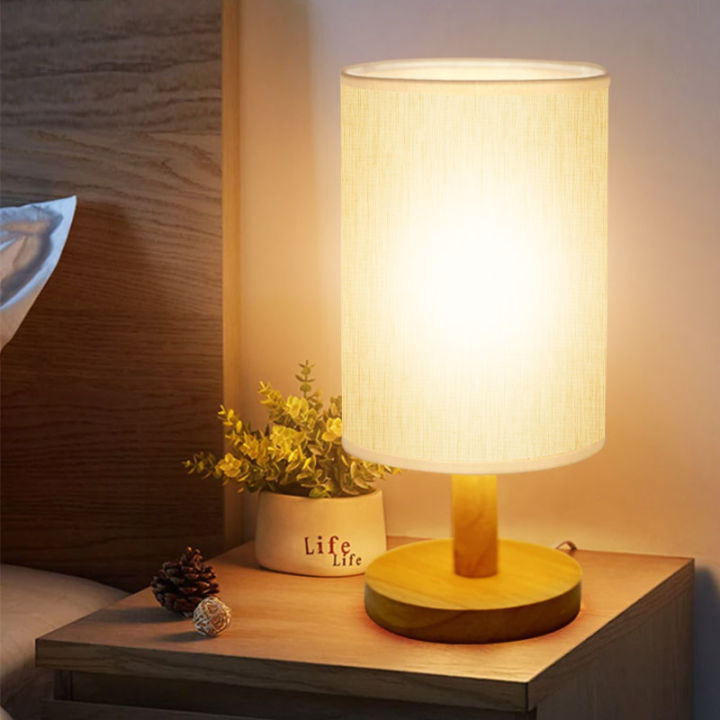 Bedside Lamp Night Light Warm White Bulb Gift Wood Table lamp Baby ...