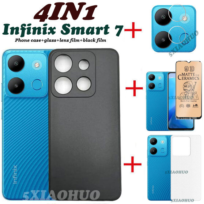 (4IN1) เคสโทรศัพท์สำหรับ Infinix Smart 7เคสโทรศัพท์กันตก + เซรามิคฟิล์ม ...