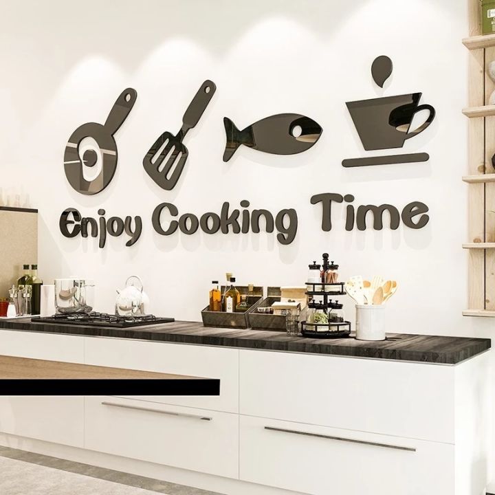 80*31cm/60*23cm Enjoy Cooking Time Kitchen Sticker Acrylic Wall Sticker ...