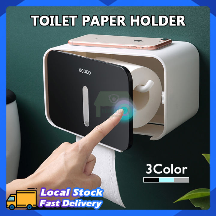 Ecoco Tissue Box Paper Roll Holder Paper Dispenser Wall Mounted Free Punch Bathroom Toilet Paper ...