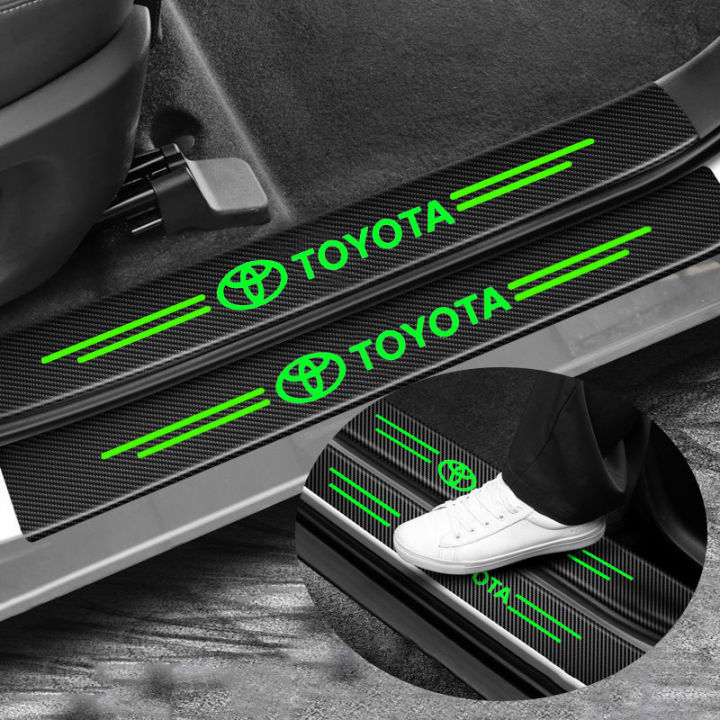 Toyota Car Luminous Door Sill Strip Carbon Fiber Leather Door threshold ...