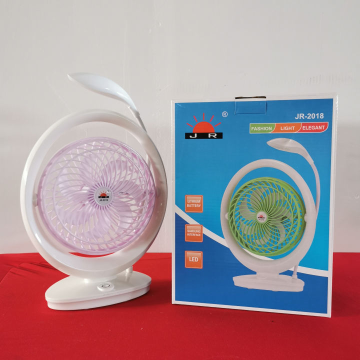 JR 2018 Portable Rechargeable Mini Electric Fan With LED Light Lamp ...