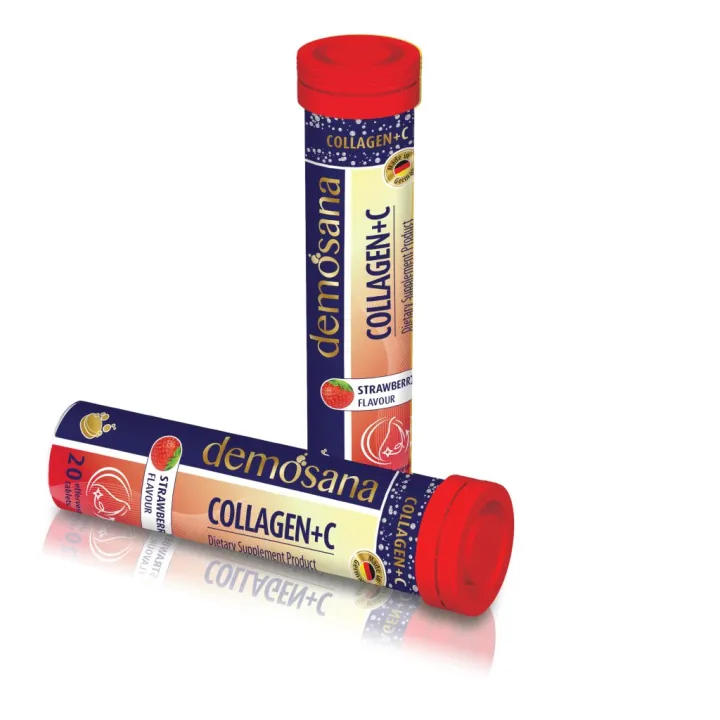 Demosana Effervescent Vitamin Tablets - Collagen + C - Strawberry ...
