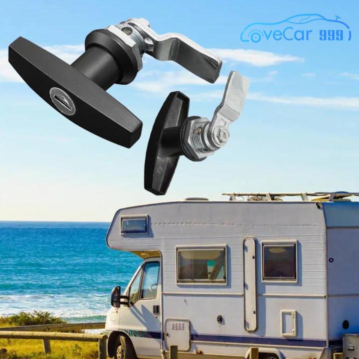 Universal RV T-Handle Door Lock with 2 Key Truck Cap Topper Camper ...