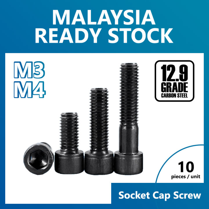 M3 M4 Socket Cap Head Screws 12.9 Grade High Tensile Black Carbon Steel ...