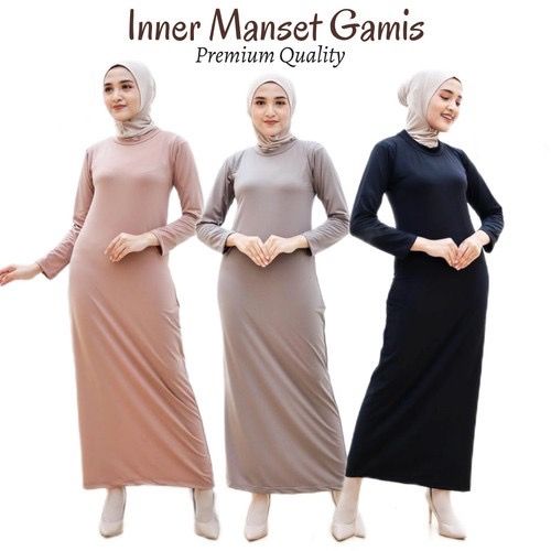 Gamis Manset Lengan Panjang Spandek Allsize fi to XXL / Dalaman Kaftan ...