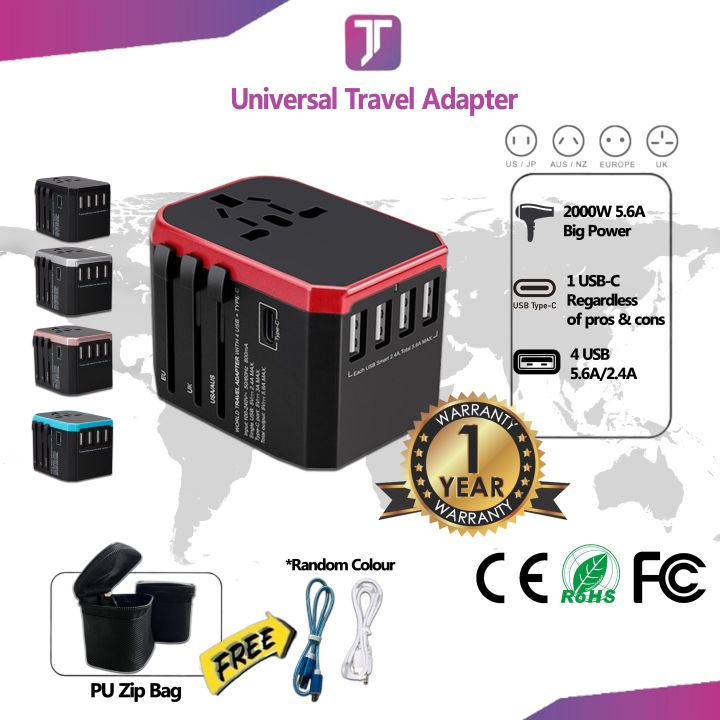 Jtravel 5.6A Fast Charges Universal Travel Adapter 4USB PORT AND 3.0A ...
