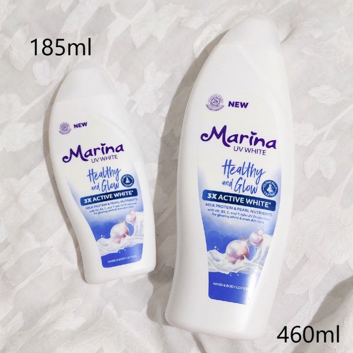 MARINA UV WHITE HEALTHY AND GLOW 3X ACTIVE WHITE MILK PROTEIN & PEARL ...