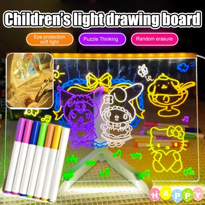 Children's Erasable DIY Luminous Drawing Board Light Up Led Drawing ...