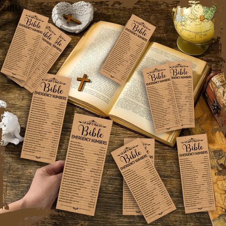 ZIBU 50 Pcs Bible Emergency Numbers Bookmark Christian Gift Religious Bible Verse Bookmark ...