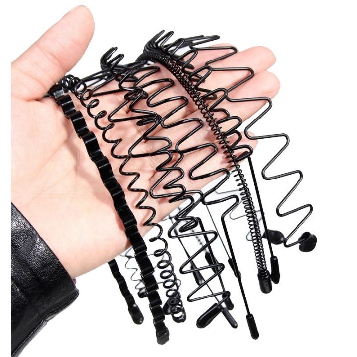 Steel Hairband Cekak Rambut Besi / Man Women Black Metal Spiral Wave ...