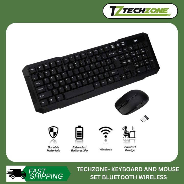 TECHZONE - Keyboard And Mouse Set Bluetooth Wireless Whisper Quiet Keys ...