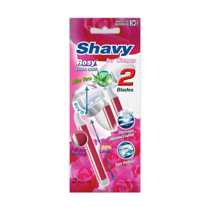 Shavy Rosy เชฟวี่ มีดโกน โรซี่ เอ็กซ์ตร้าลอง (สำหรับผู้หญิง) 2ใบมีด 2 ...