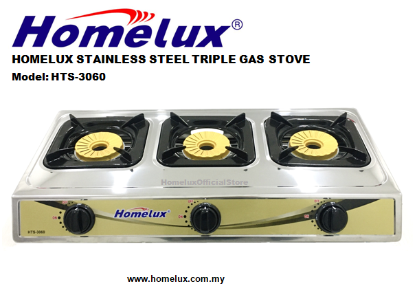 Homelux Triple Gas Stove 3 Burner Cooker (HTS-3060 Stainless Steel ...
