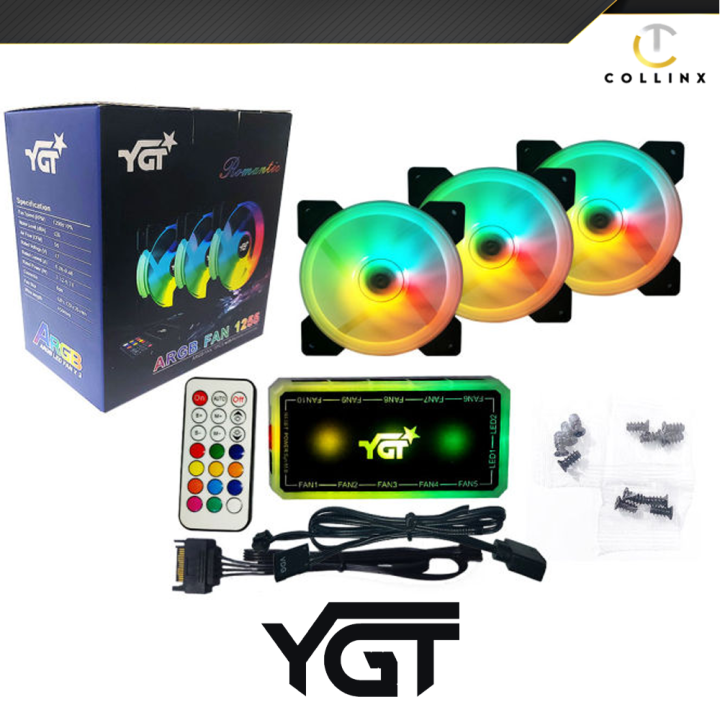 YGT ARGB Case Fan #1255 LED Color Changing RGB | Cooling 3 ARGB Fans ...