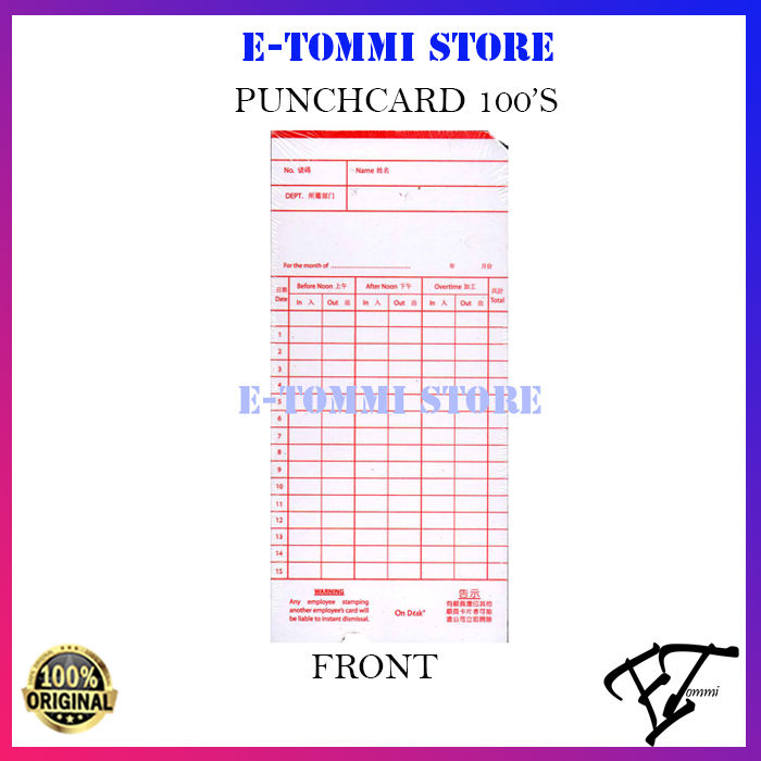 PUNCHCARD 100'S / KAD PEKERJA / 工卡 | Lazada