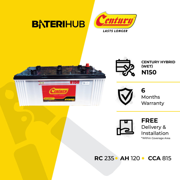 [ FREE INSTALLATION ] Bateri Kereta N150 | Century Hybrid WET | Lorry ...