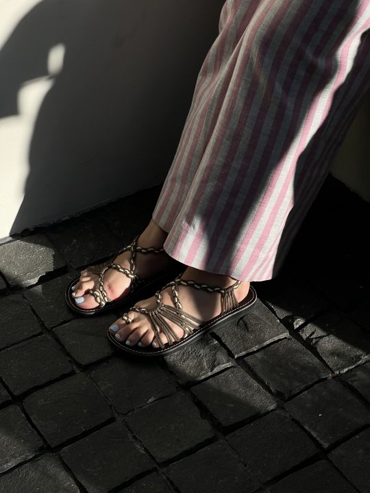 Marmoris รองเท้าแตะ รองเท้าเชือกถัก Rope Sandals รุ่น Explore สี Taupe Cream Wavy | Lazada.co.th