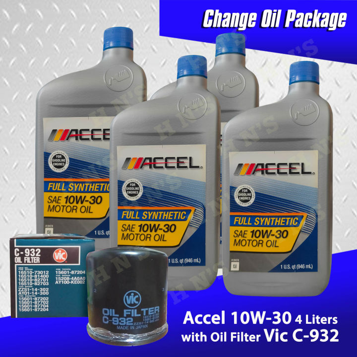 ACCEL SAE 10W-30 Fully Synthetic Motor Oil SN/GF-5 Change Oil Bundle ...