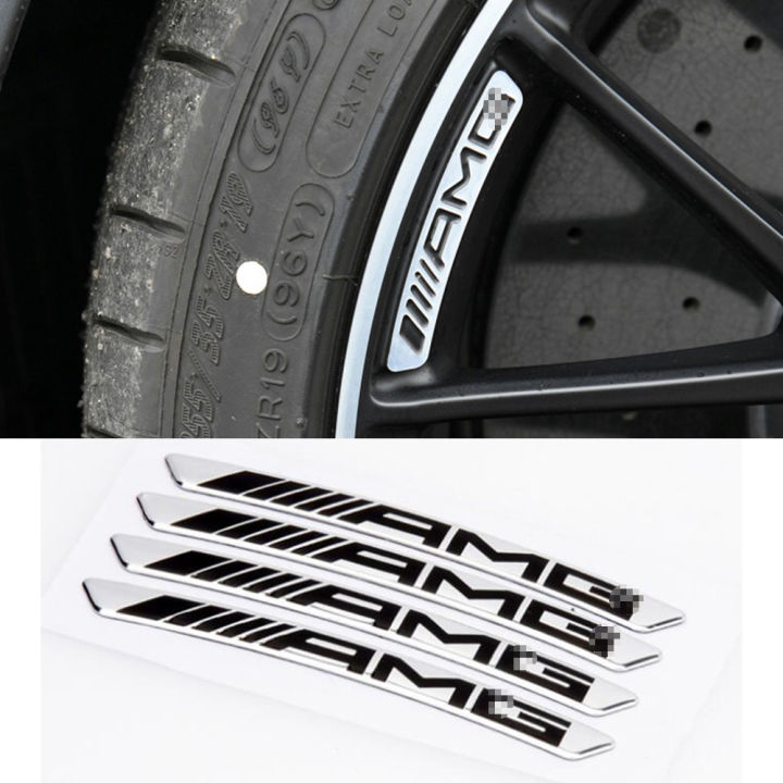 4pcs/Lot 3D AMG Logo Car Styling Badge Wheel Rim Emblem Sticker Black ...