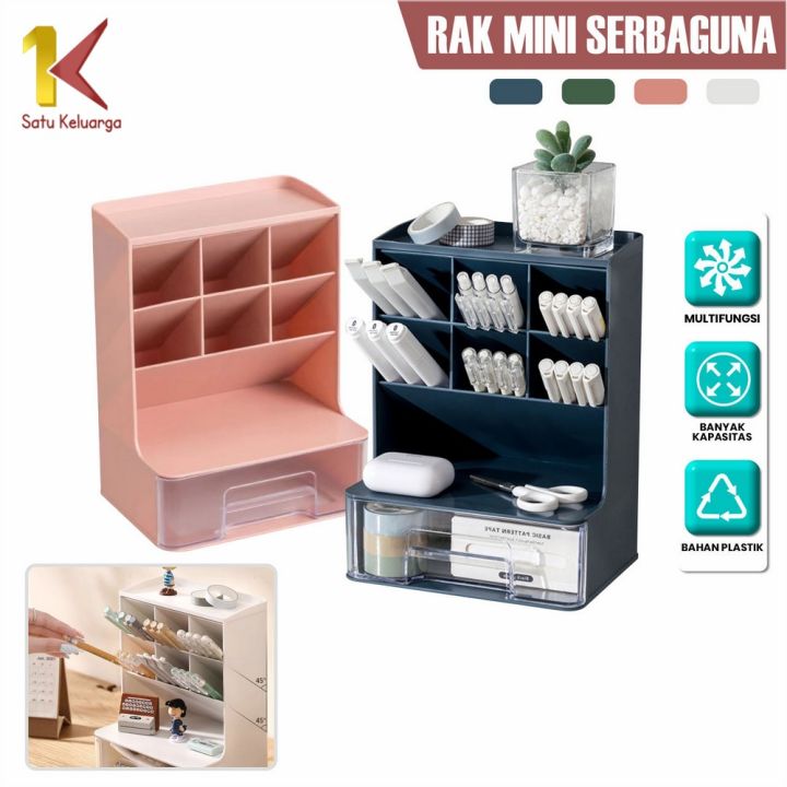 Satu Keluarga Rak Pena 6 Sekat dengan Laci Transparan Serbaguna C951 ...