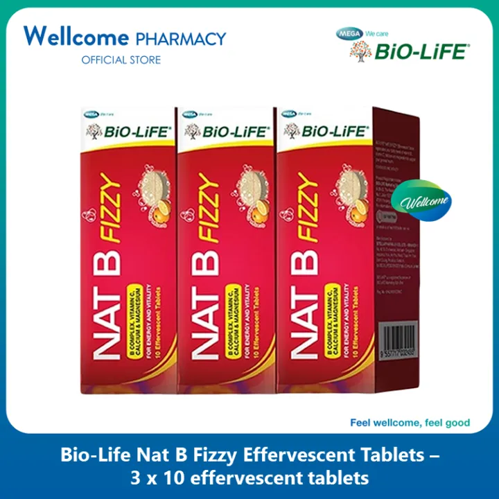 Bio-Life Nat B Fizzy Effervescent Tablets - Orange Flavour - 3 x 10's ...