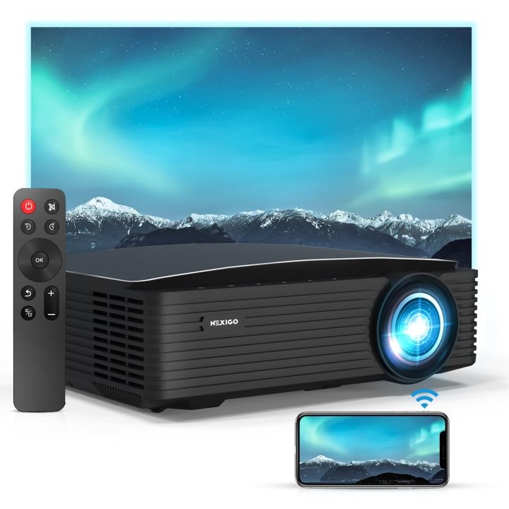 NexiGo PJ20 Outdoor Projector, Movie Projector with WiFi and Bluetooth ...