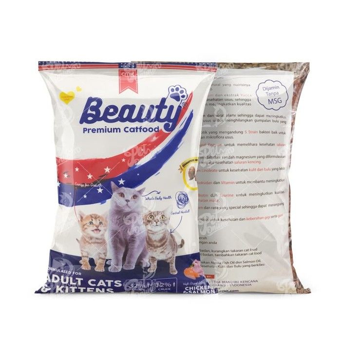 Beauty Cat Premium 1 kg Repack Adult Kitten Chicken Salmon Makanan ...