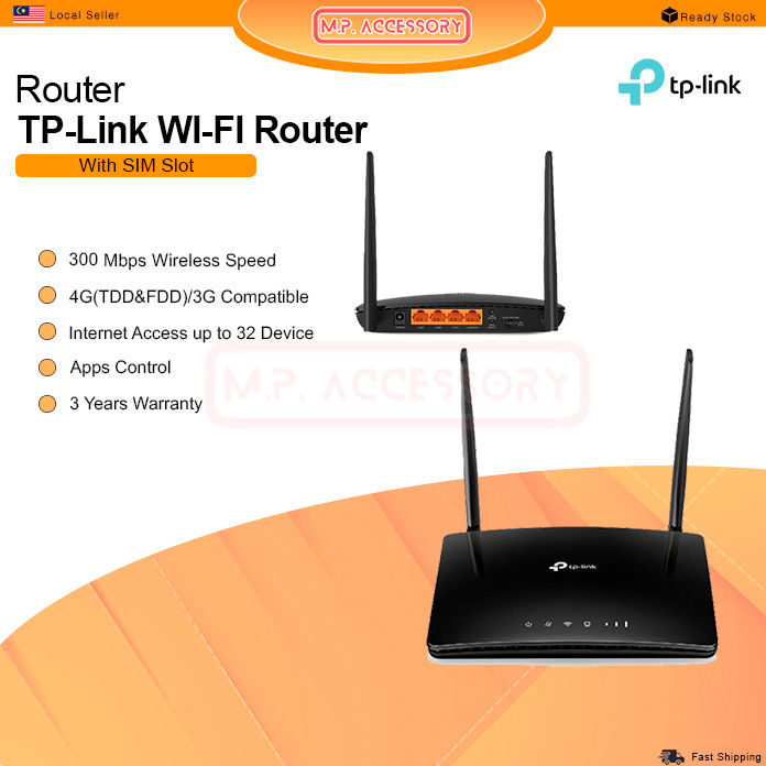 TP-Link 300Mbps WI-FI Wireless Speed 4G LTE Router With Sim Card Slot ...