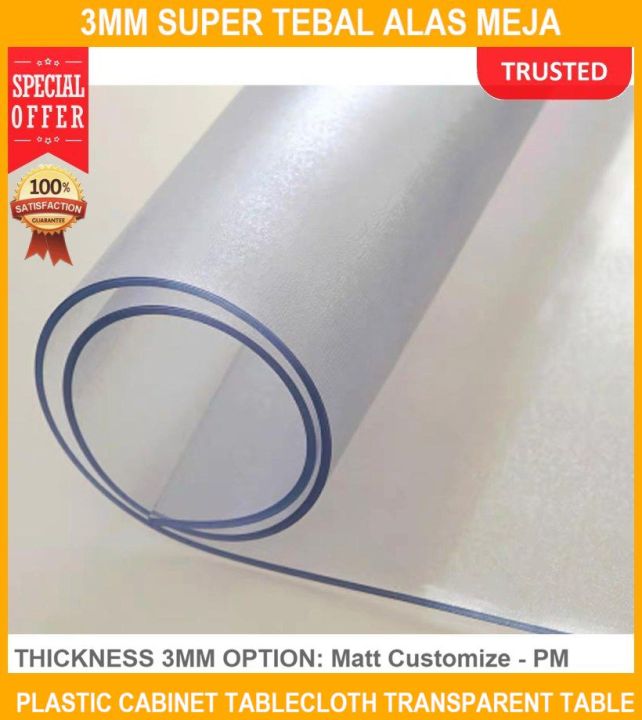 3mm Super Tebal Alas Meja Plastic Cabinet Tablecloth Transparent Table ...