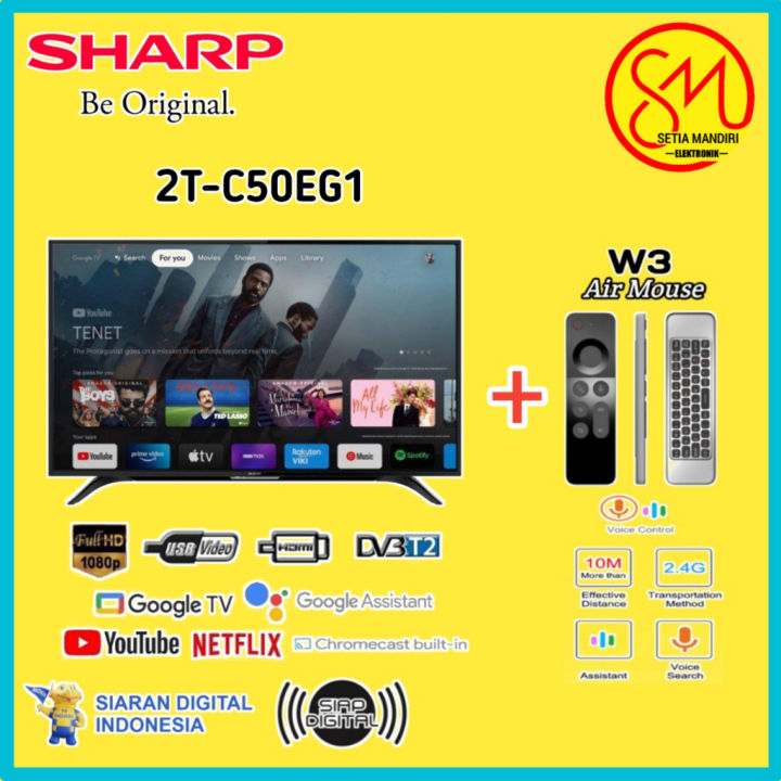 SHARP LED TV 2T-C50EG1I SMART GOOGLE TV 50 INCH DIGITAL DVB-T2 50EG1I | Lazada Indonesia
