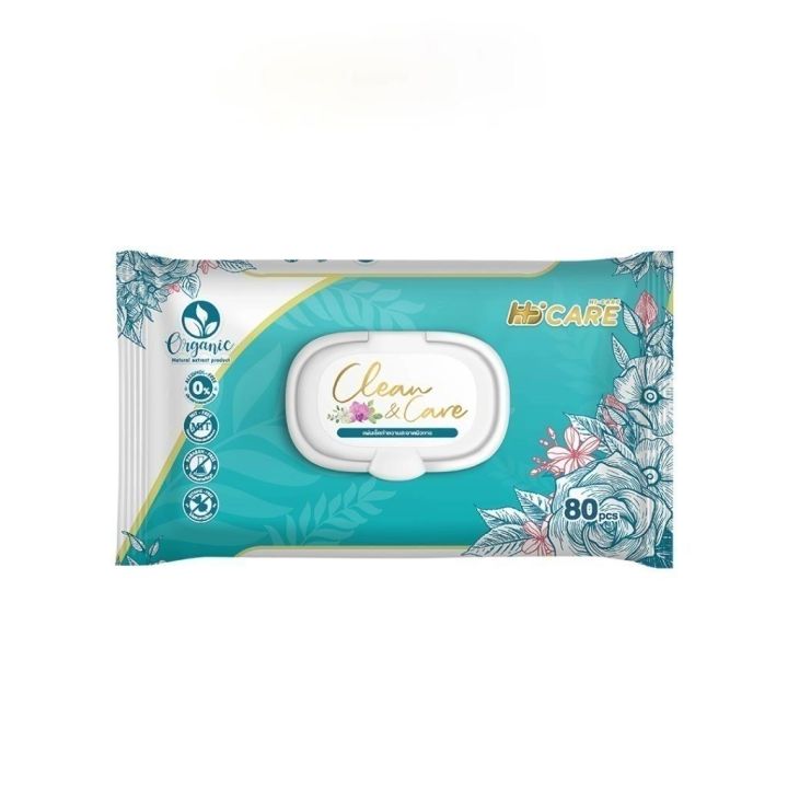Hi-Care Clean&Care Organic100% Wet Wipes (80 แผ่น / Pack) ไฮแคร์ ทิชชู่ ...
