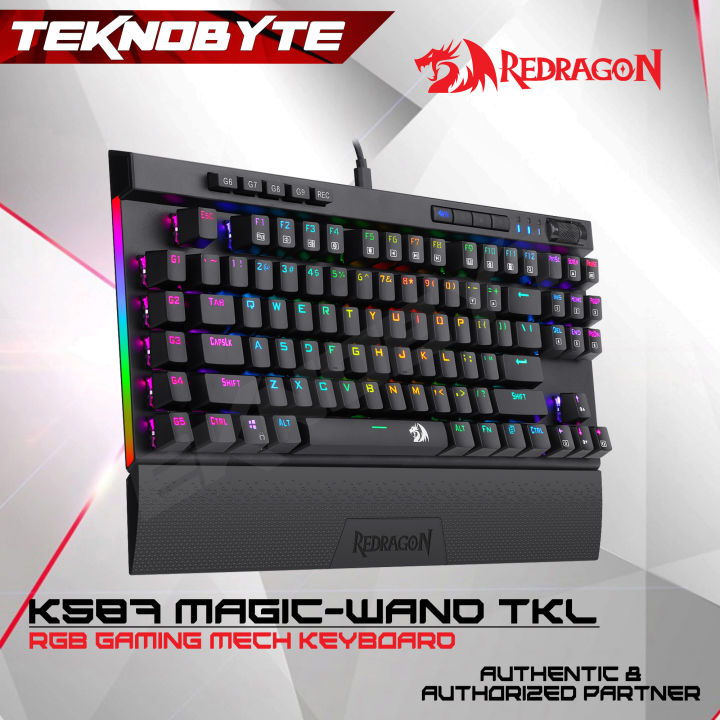 Redragon K587 MAGIC-WAND 87 Keys Compact RGB TKL Mechanical Gaming Keyboard, Type-C Keyboard ...
