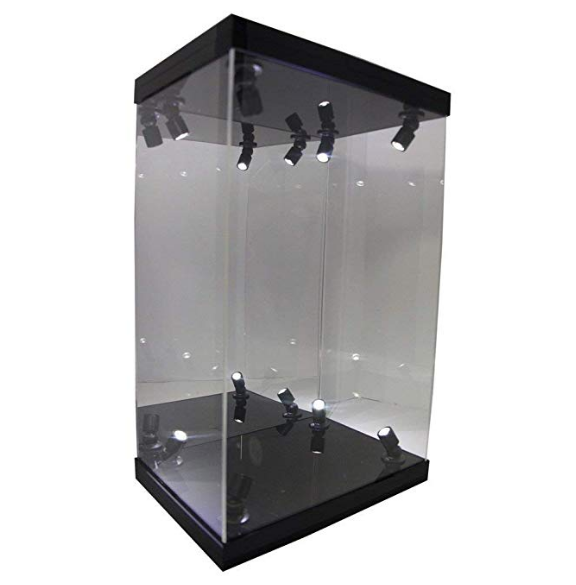 acrylic display showcase with 8 LED lights tall stand for up to 16 ...