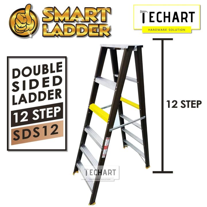 HEAVY DUTY ORIGINAL SMART SDS12 12 Steps Double Sided Aluminium Ladder ...