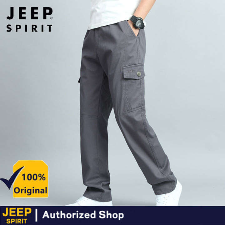 JEEP SPIRIT Men's Loose Pants Elastic Waist Outdoor Sports Tactical ...