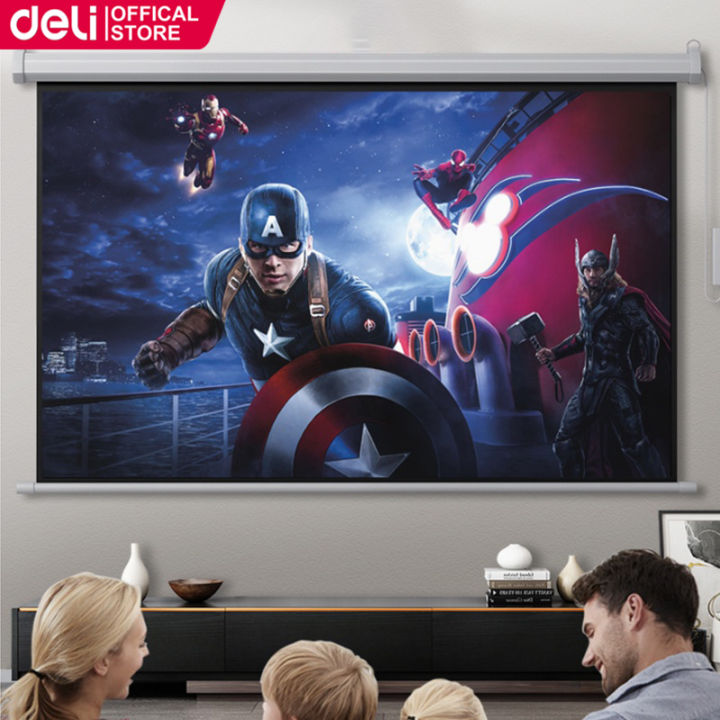 Deli 4:3 100 Inch Projector Screen with Electric Remote Projector ...