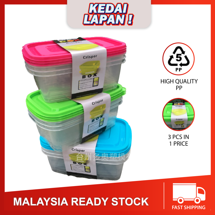 Three-Piece Rectangular Plastic Fresh-Keeping Box长方形塑料保鲜盒三件套 | Lazada