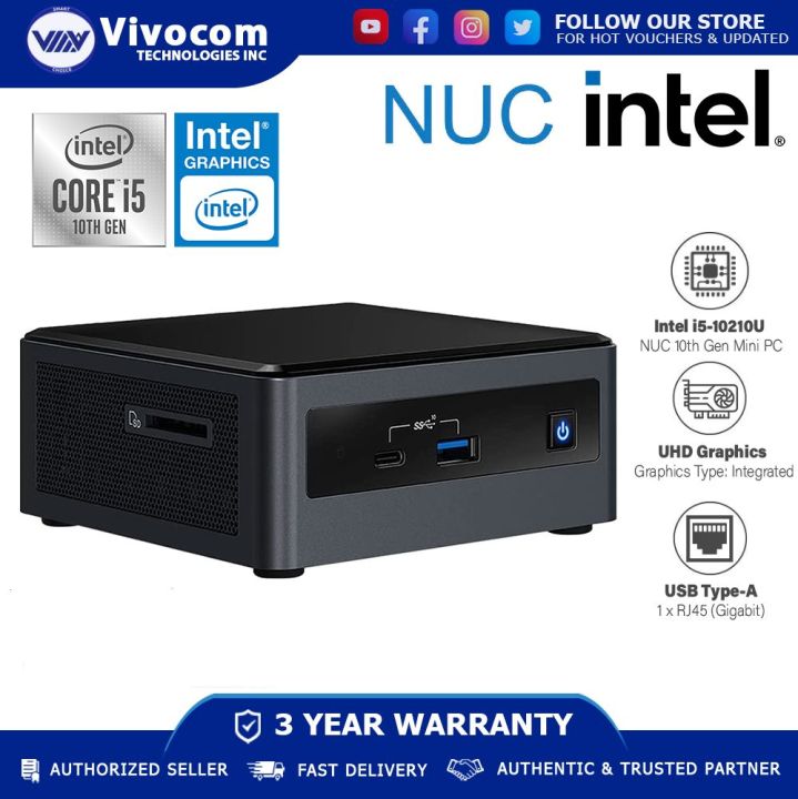 Intel NUC BAREBONE 10 Performance kit CORE i5 10th Gen Mini PC ...